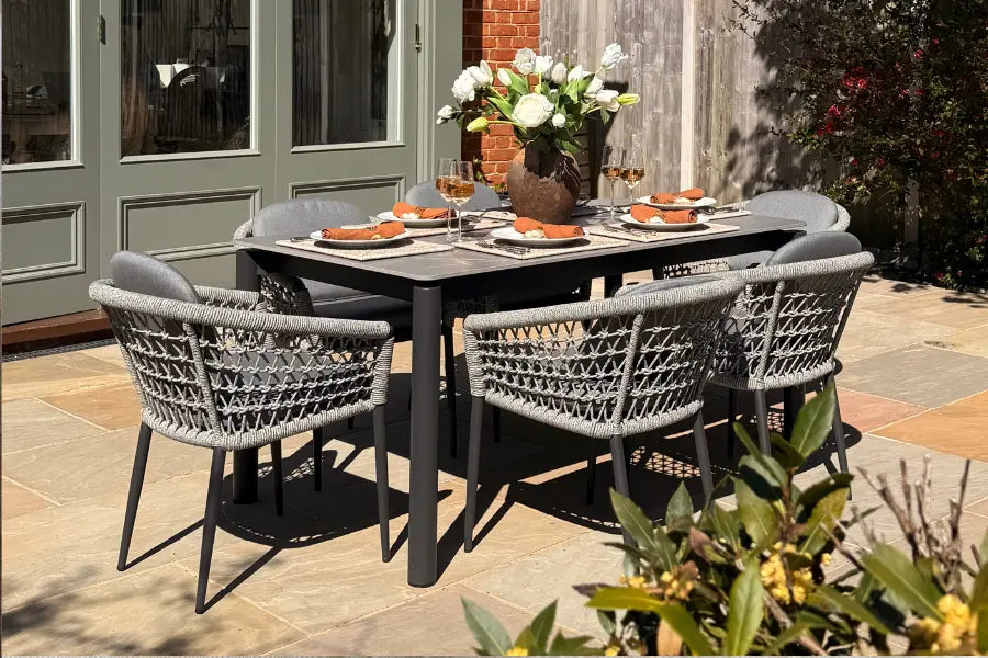 160cm Monaco Rectangular Dining Table with 6 Dining Armchairs | Bridgman