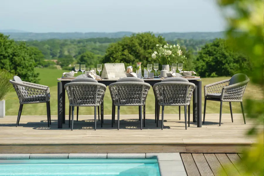 220cm Monaco Rectangular Dining Table with 8 Dining Armchairs | Bridgman