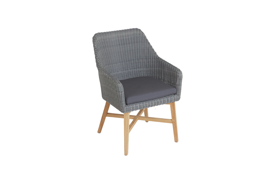 Cliveden Dining Armchair with Teak Legs - Rattan | Bridgman